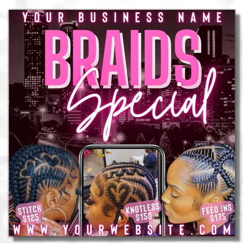 DIY Hair Braid Class Flyer Braiding Training Flyer Knotless - Etsy