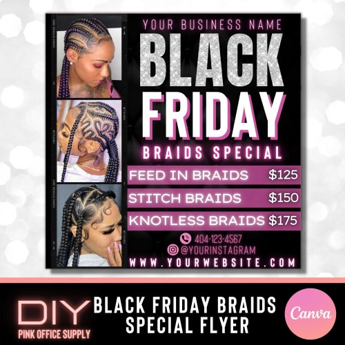Knotless Braids Flyer Braid Flyer DIY Editable Canva - Etsy
