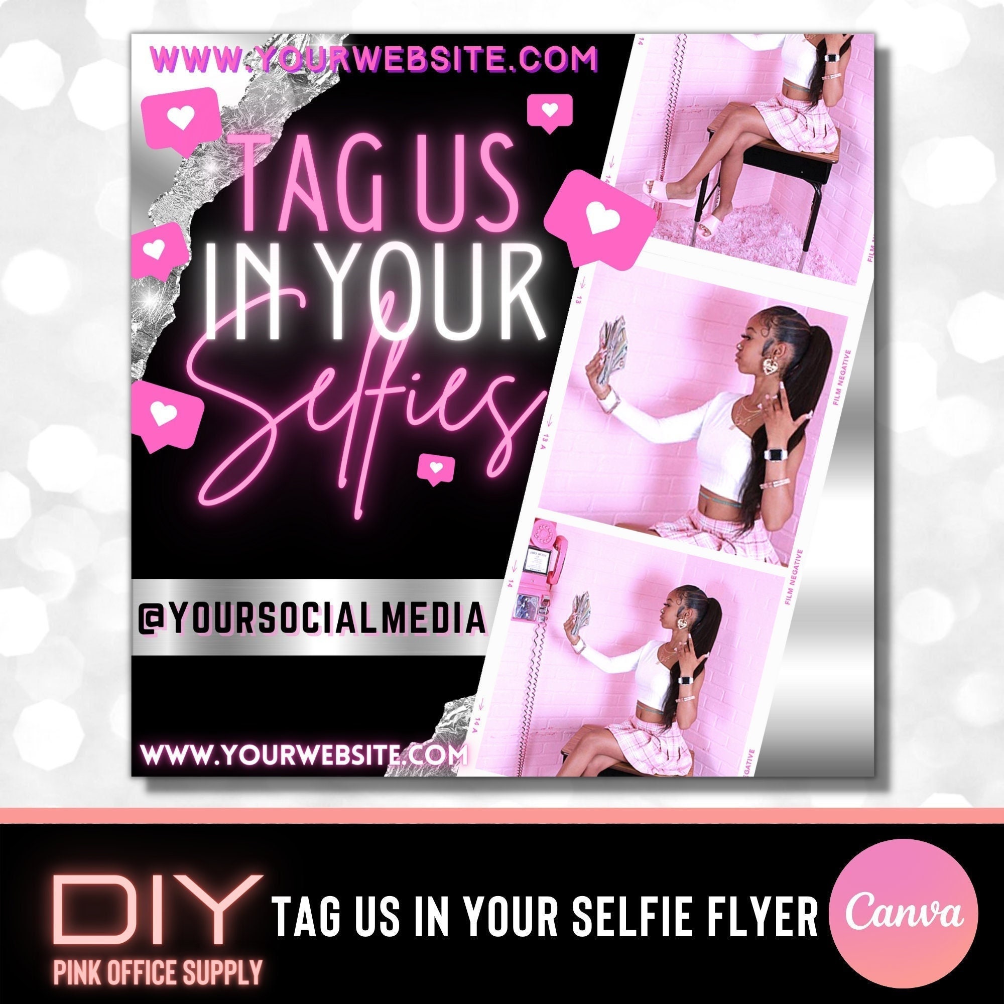 Tag Us in Your Selfie Flyer We Love Selfies Branding DIY - Etsy