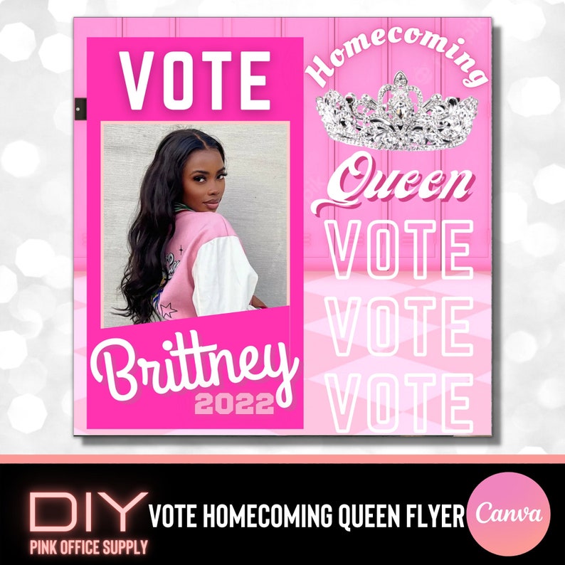 Vote Homecoming Queen Flyer Diy Voting Campaign Election Etsy