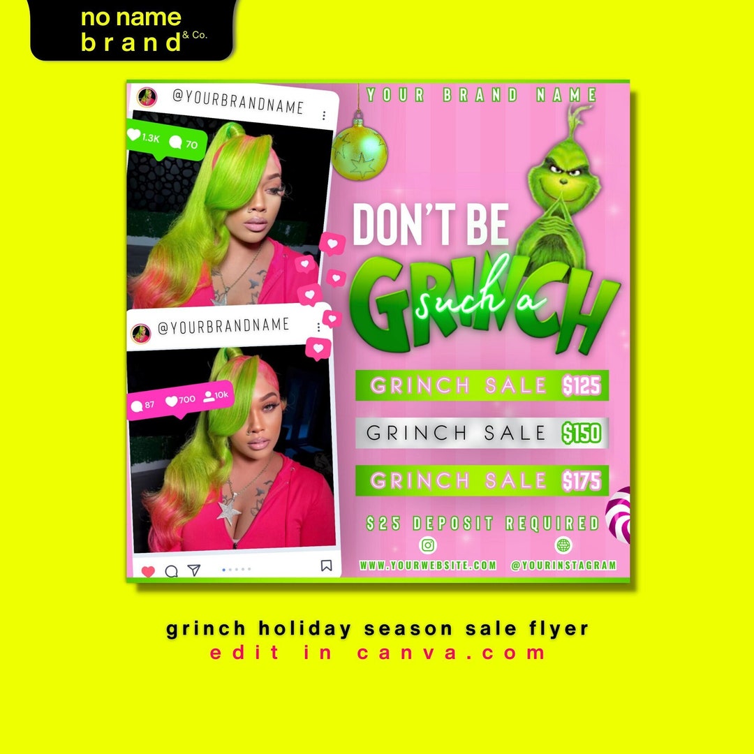 Grinch Holiday Season Sale Flyer DIY Xmas Pink Winter - Etsy