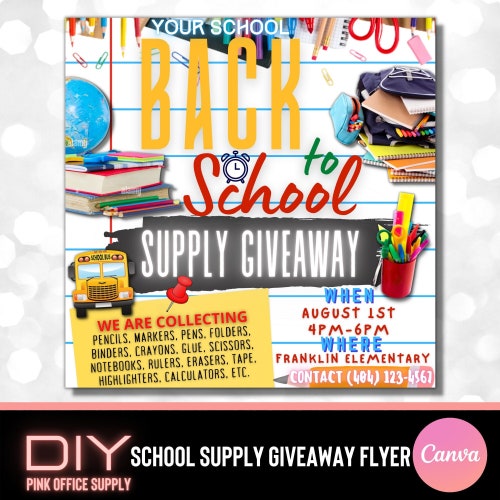 Editable School Supply Drive Flyer Back to School Invite - Etsy