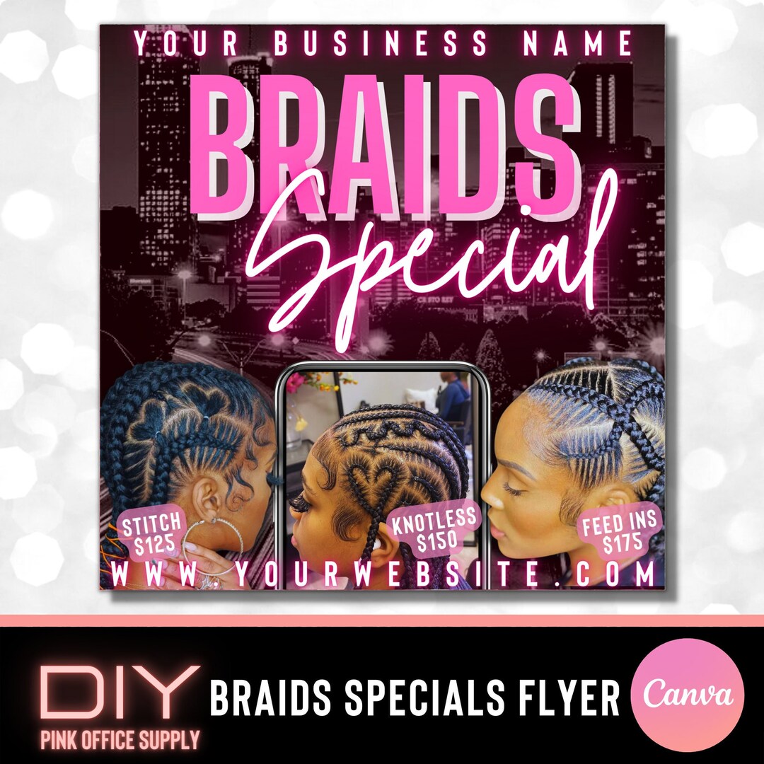Braids Specials Flyer DIY Hair Stylist Braiding Knotless - Etsy