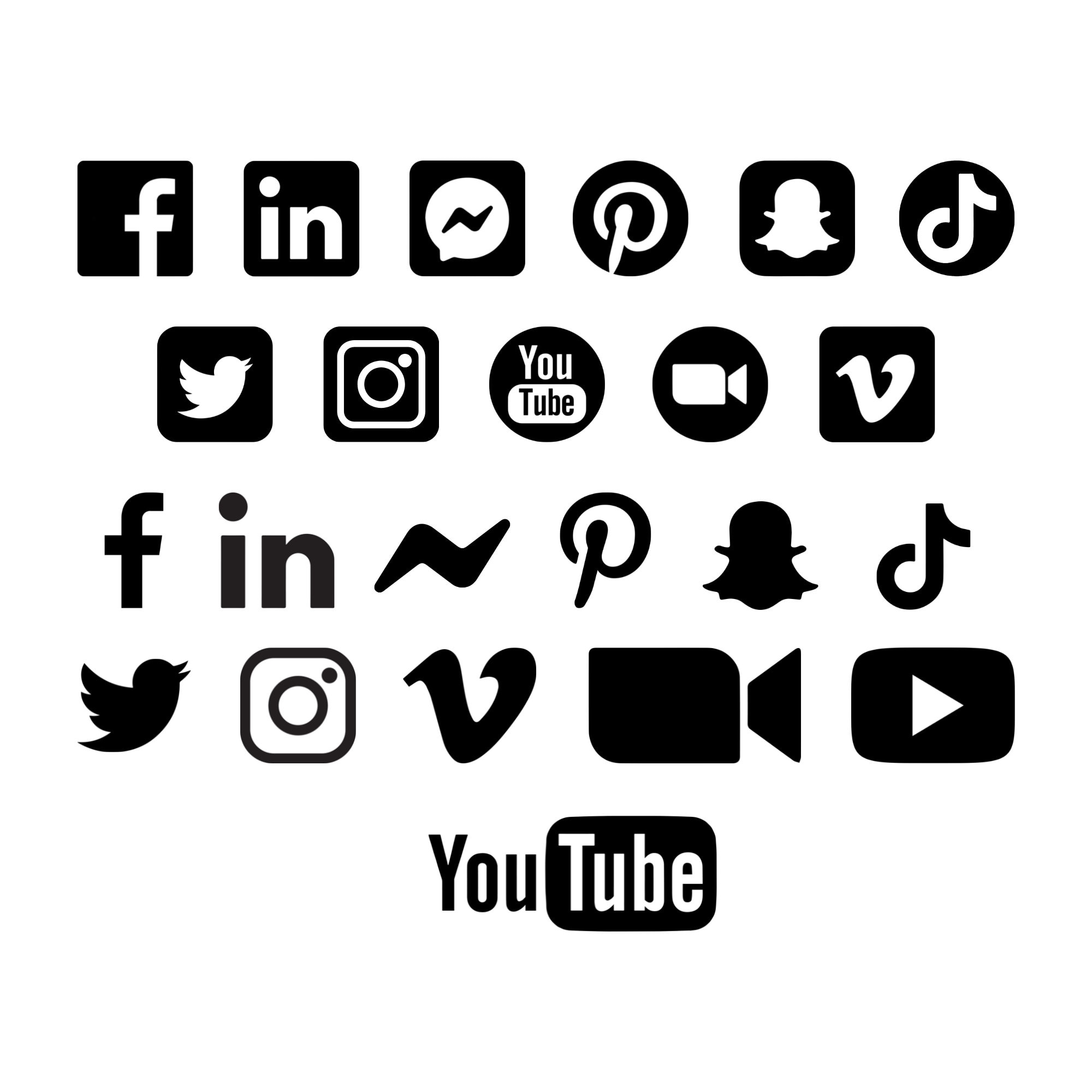 Social Media Transparent Icons SVG Bundle 23 Logos - Etsy