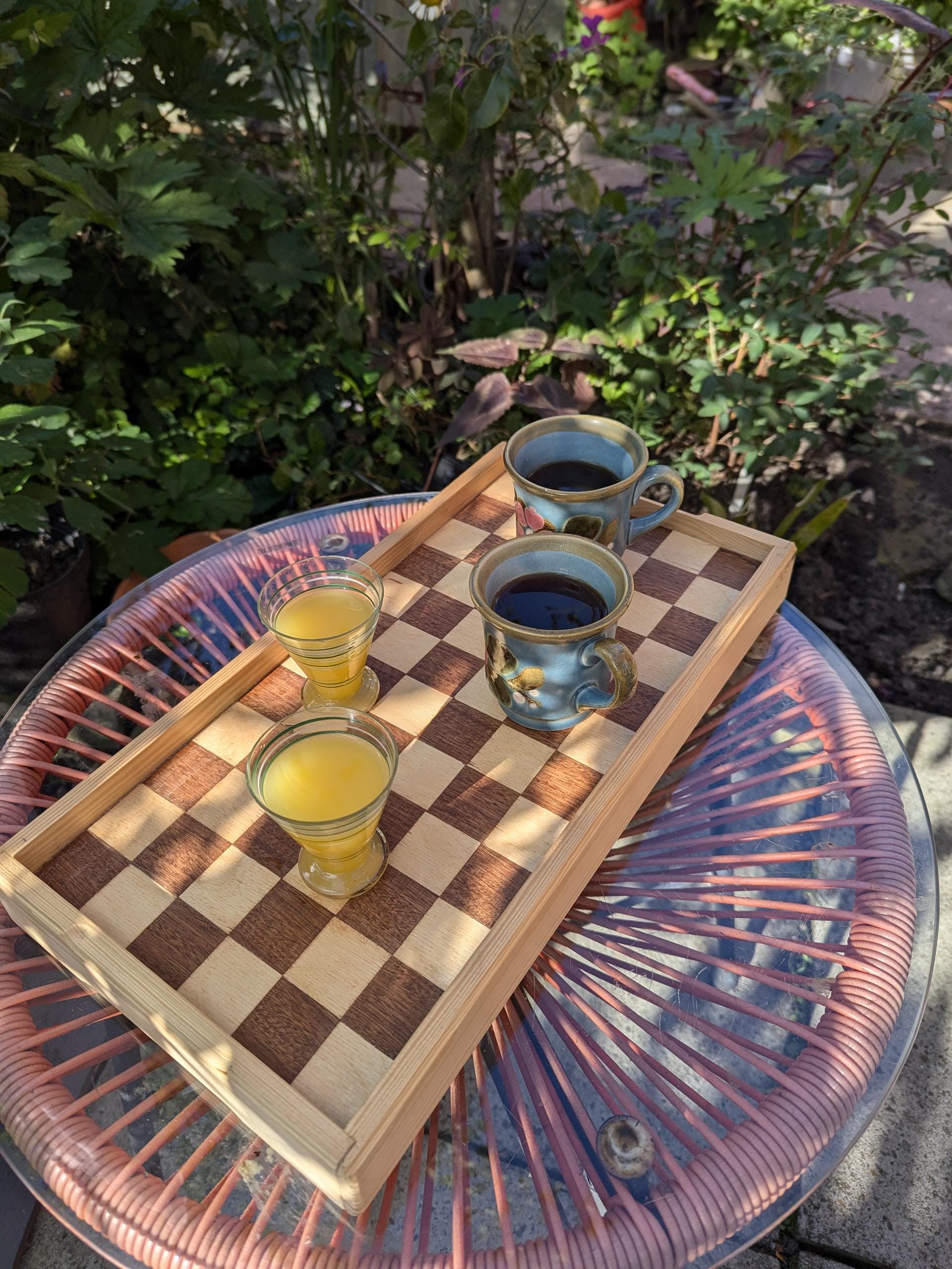 Wooden Checkerboard Serving Tray Handmade - Etsy