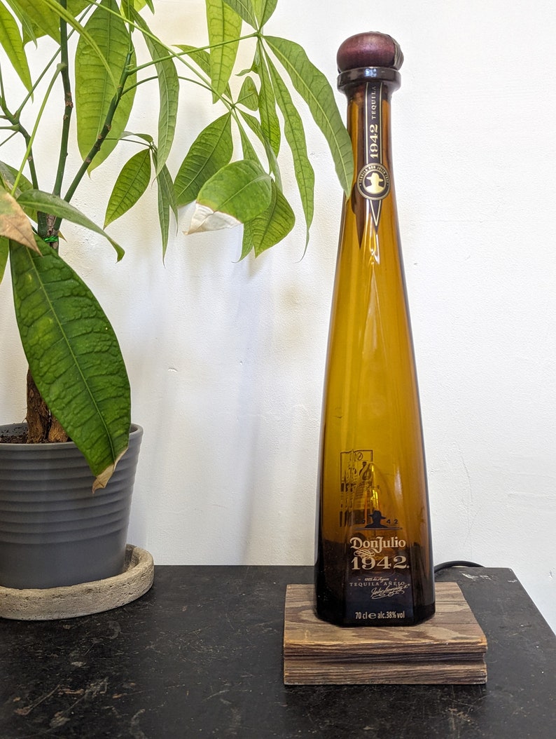 Don Julio 1942 Tequila Bottle Lamp | Wooden Base - Etsy