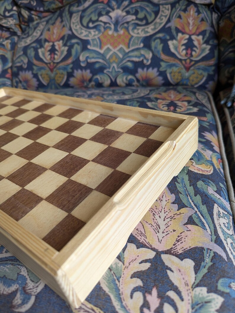 Wooden Checkerboard Serving Tray Handmade - Etsy
