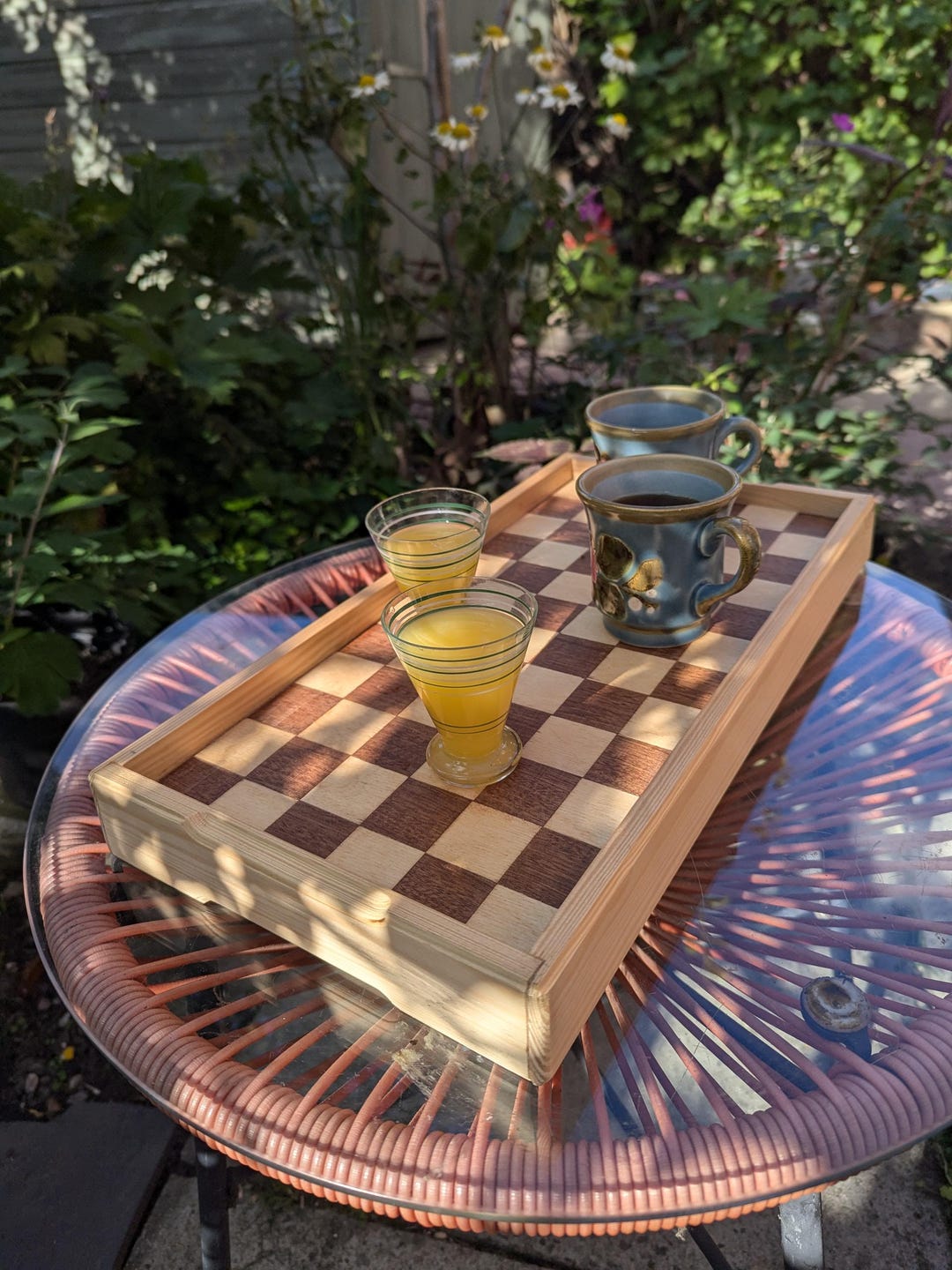 Wooden Checkerboard Serving Tray Handmade - Etsy