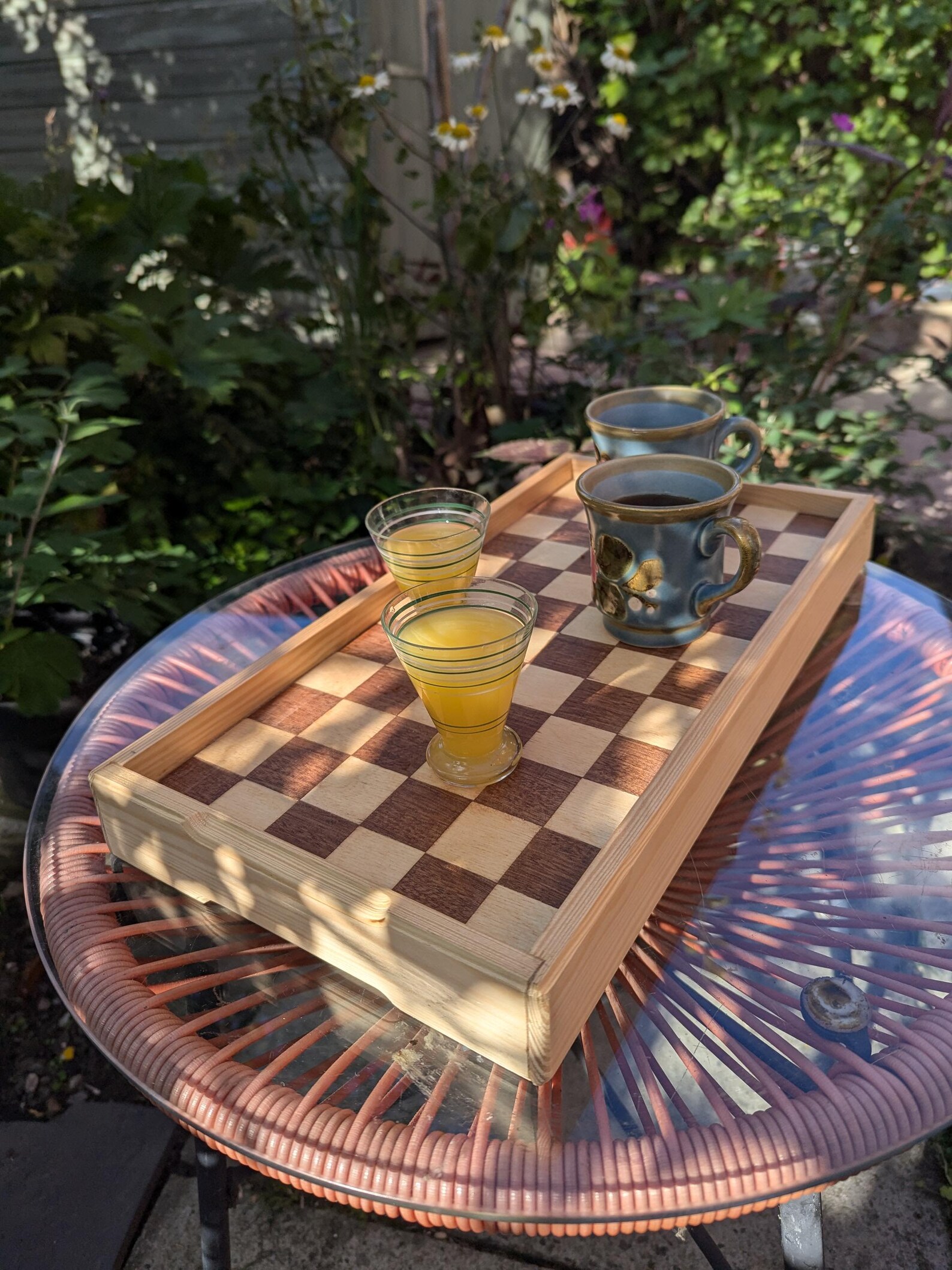 Wooden Checkerboard Serving Tray Handmade - Etsy
