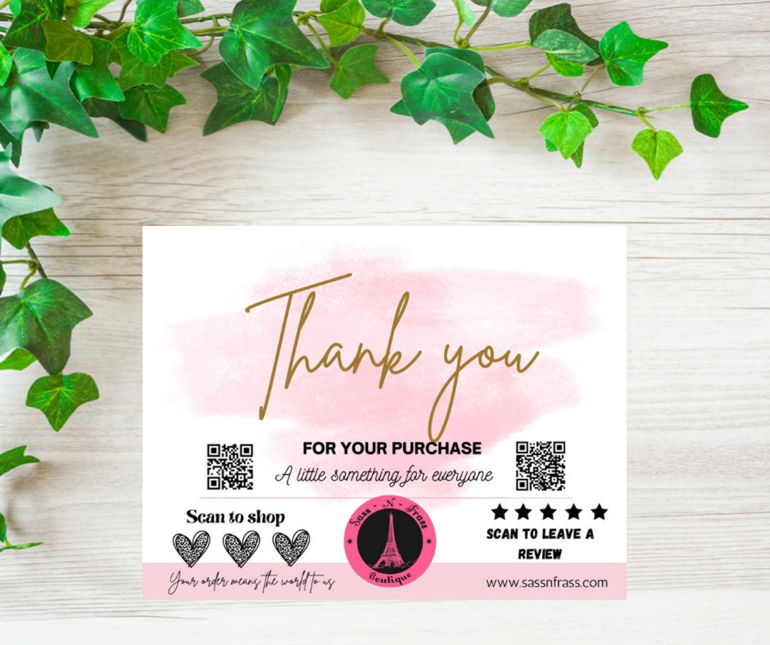 Small Business Thank You Card Template, Printable Thank You Package ...
