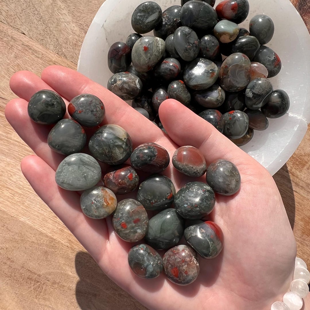 African Bloodstone Tumble - Tumbled African Bloodstone - Bloodstone Crystal - Heart Chakra ...