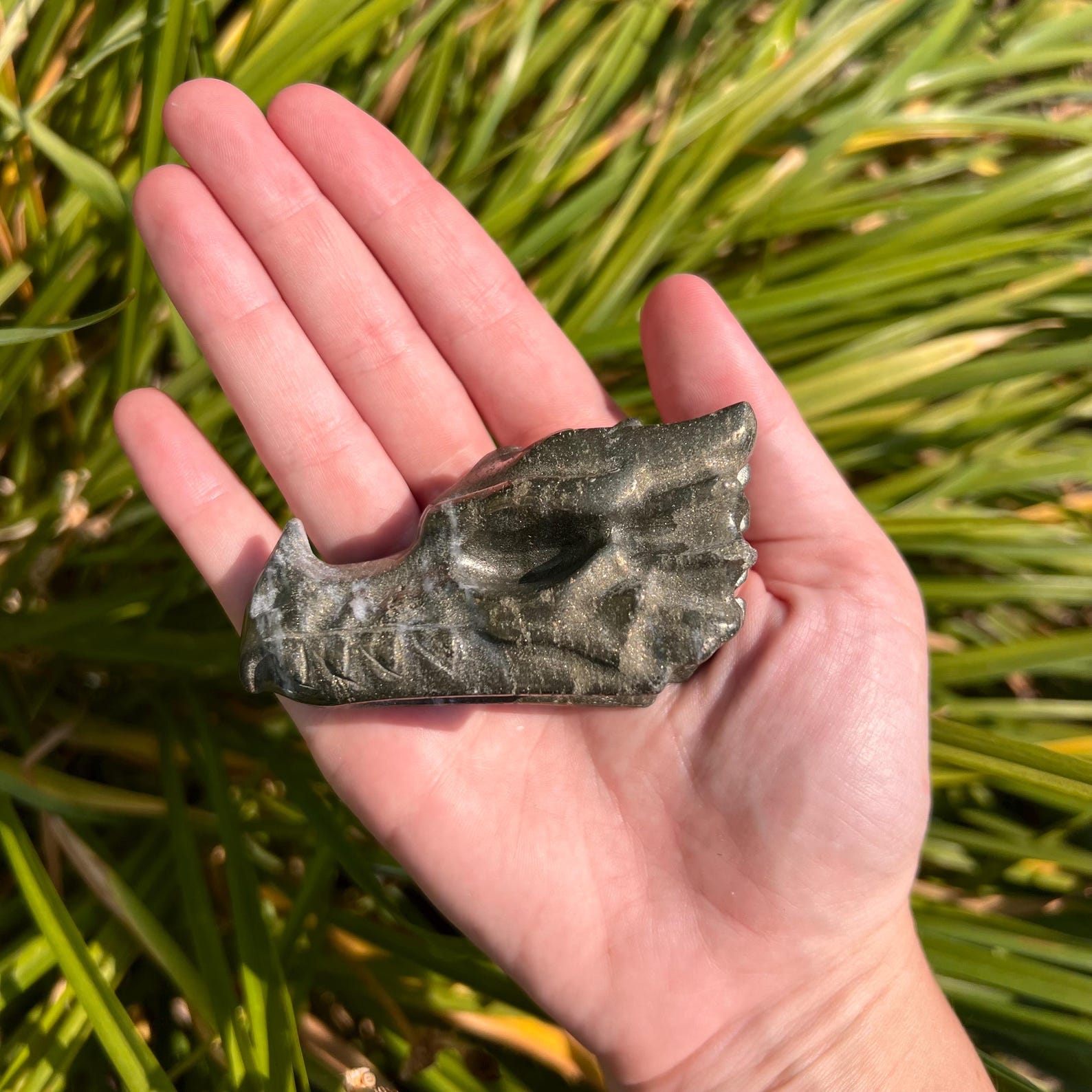 Pyrite Dragon Skull Carving: Solar Plexus Chakra Stone - Etsy