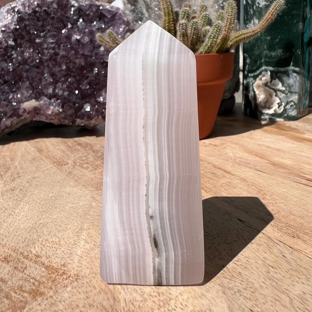 Mangano Calcite Tower: Pink Crystal Obelisk, Heart Chakra Stone - Etsy