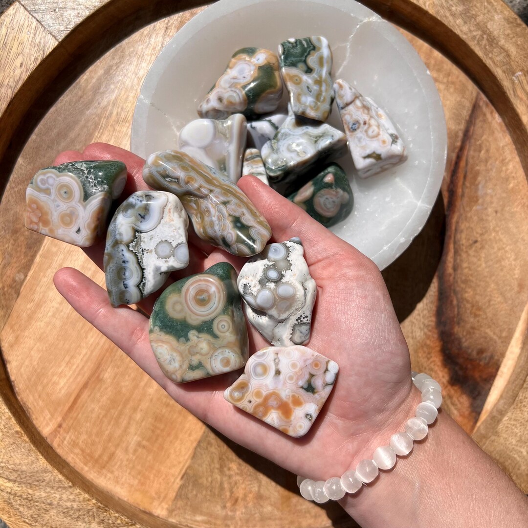 8th Vein Ocean Jasper Tumble - Tumbled Ocean Jasper - Ocean Jasper Crystal Tumbles - Throat ...