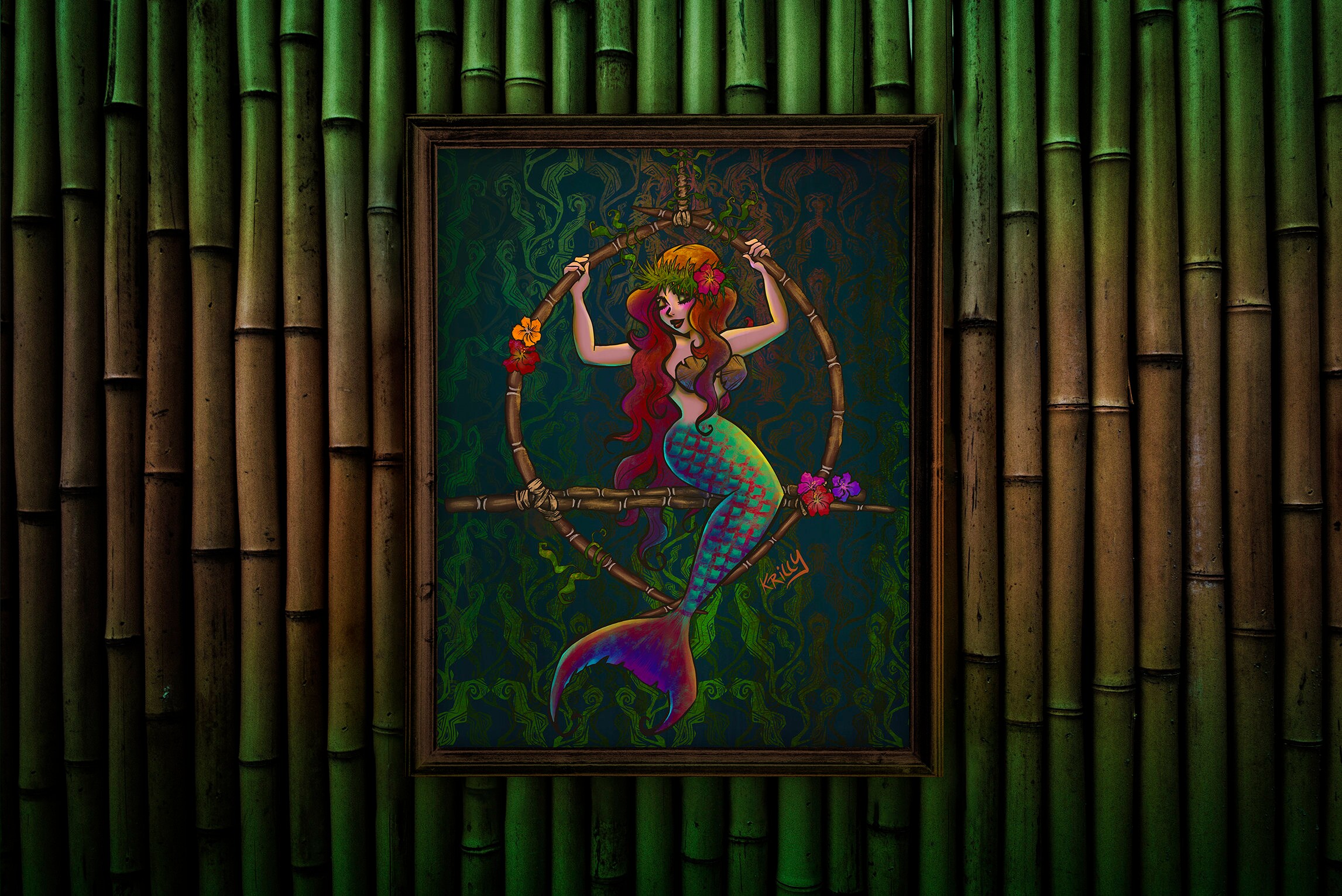 Parrotfish Mermaid - 8x10 - Tiki Art Print - Tiki Bar Decor - Etsy