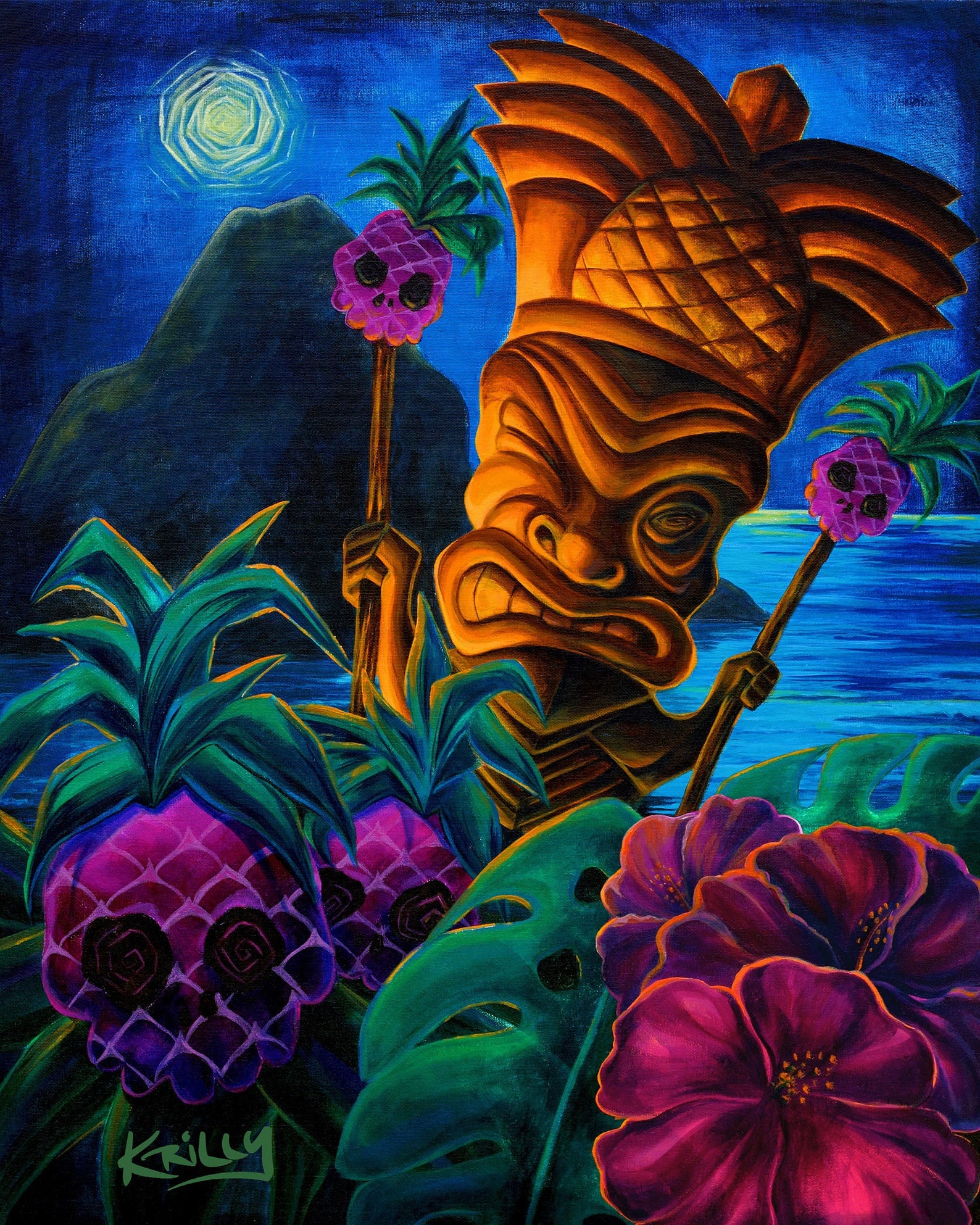 Art Print - Pineapple King - 8x10 - Tiki Bar Tiki Room Decor - Etsy