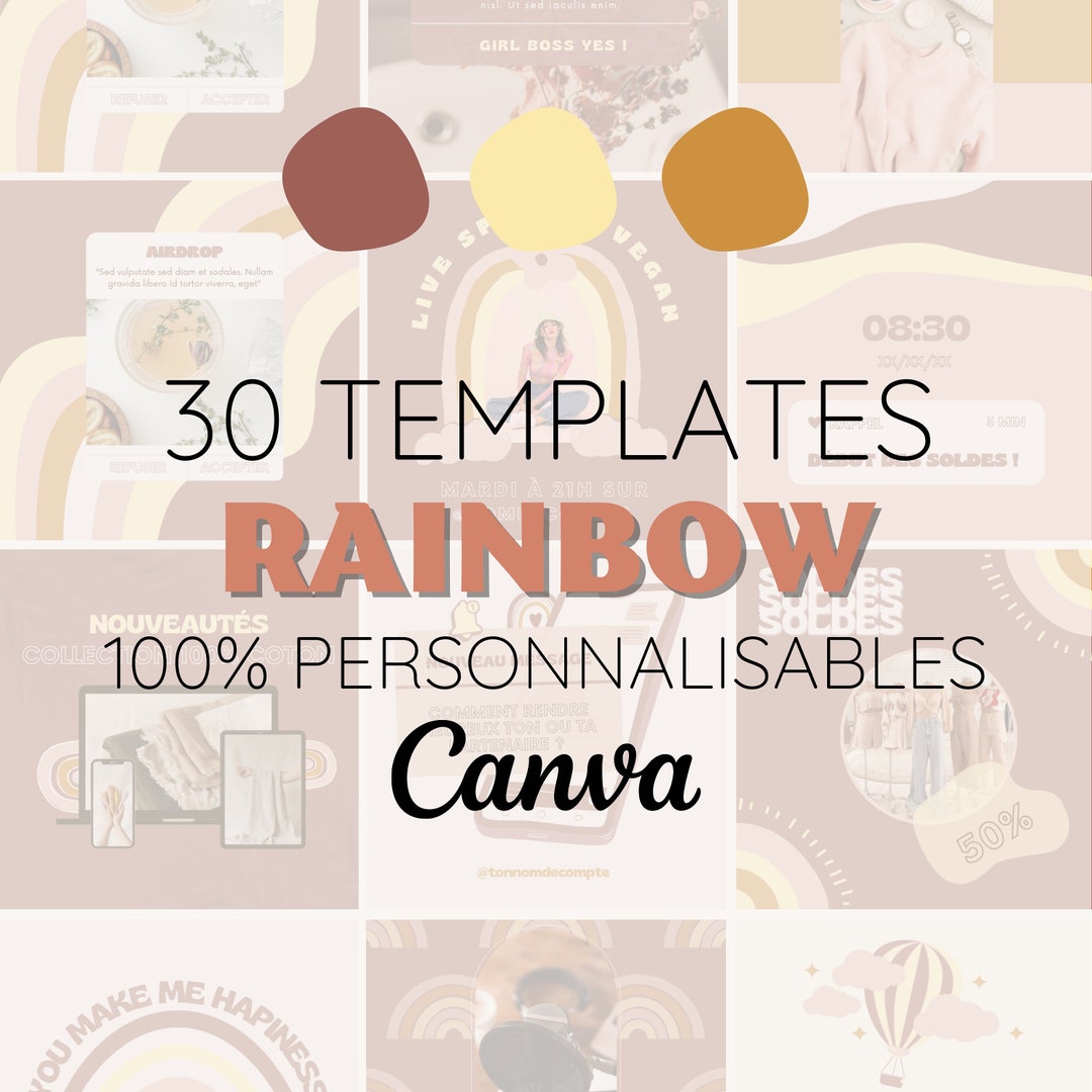 30 Canva Templates Instagram Rainbow Publications Social Media - Etsy
