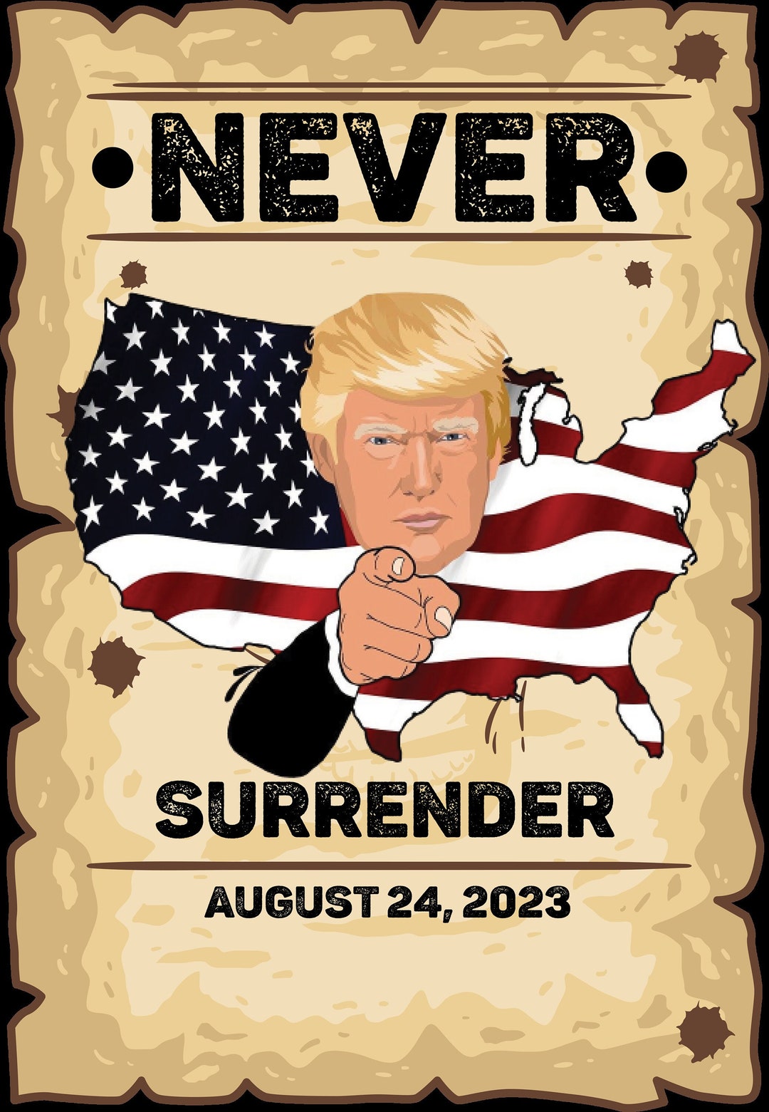 Trump Flag PNG, President Trump Never Surrender Digital Download ...