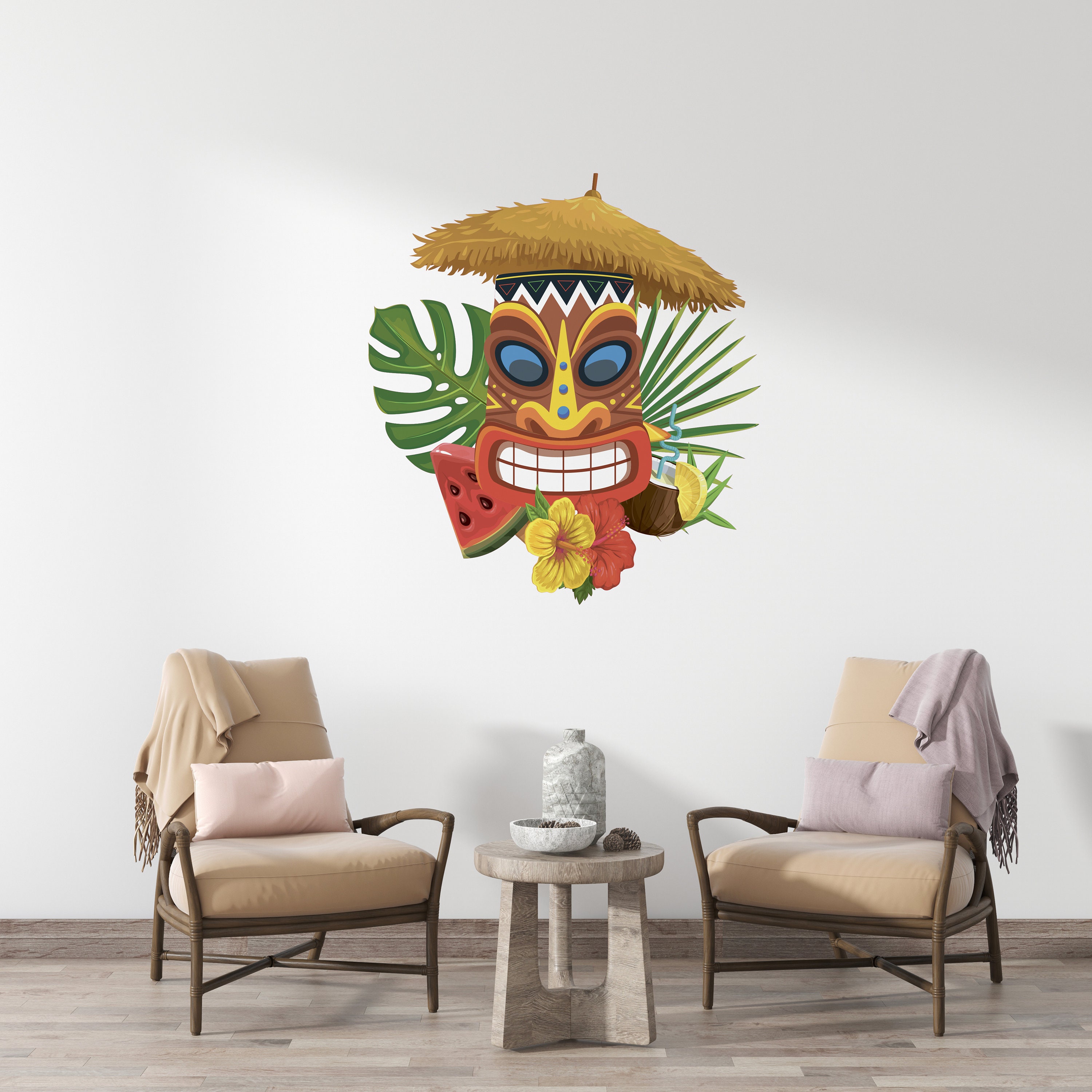 Aloha Mask for Tiki Bar Vinyl Wall Decal Summer Theme Alohan Smile With ...
