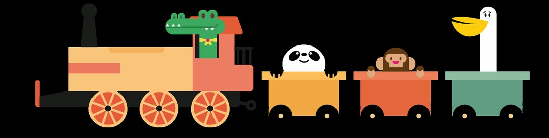 Cute Cartoon of Alligator Panda Monkey and Seagull Riding on a Train ...