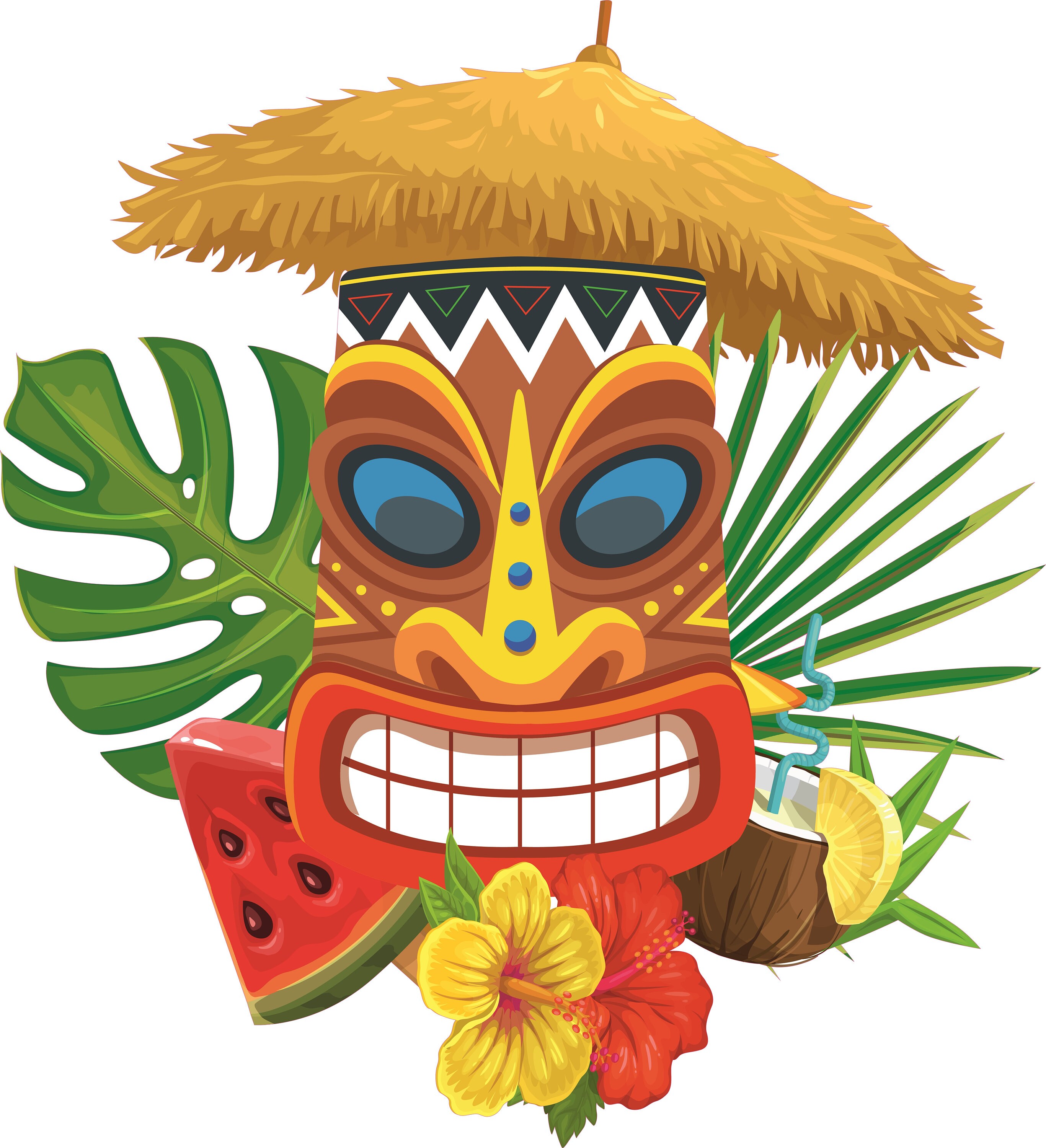 Aloha Mask for Tiki Bar Vinyl Wall Decal Summer Theme Alohan Smile With ...