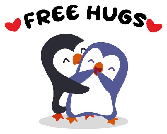 Two Penguins Hugging