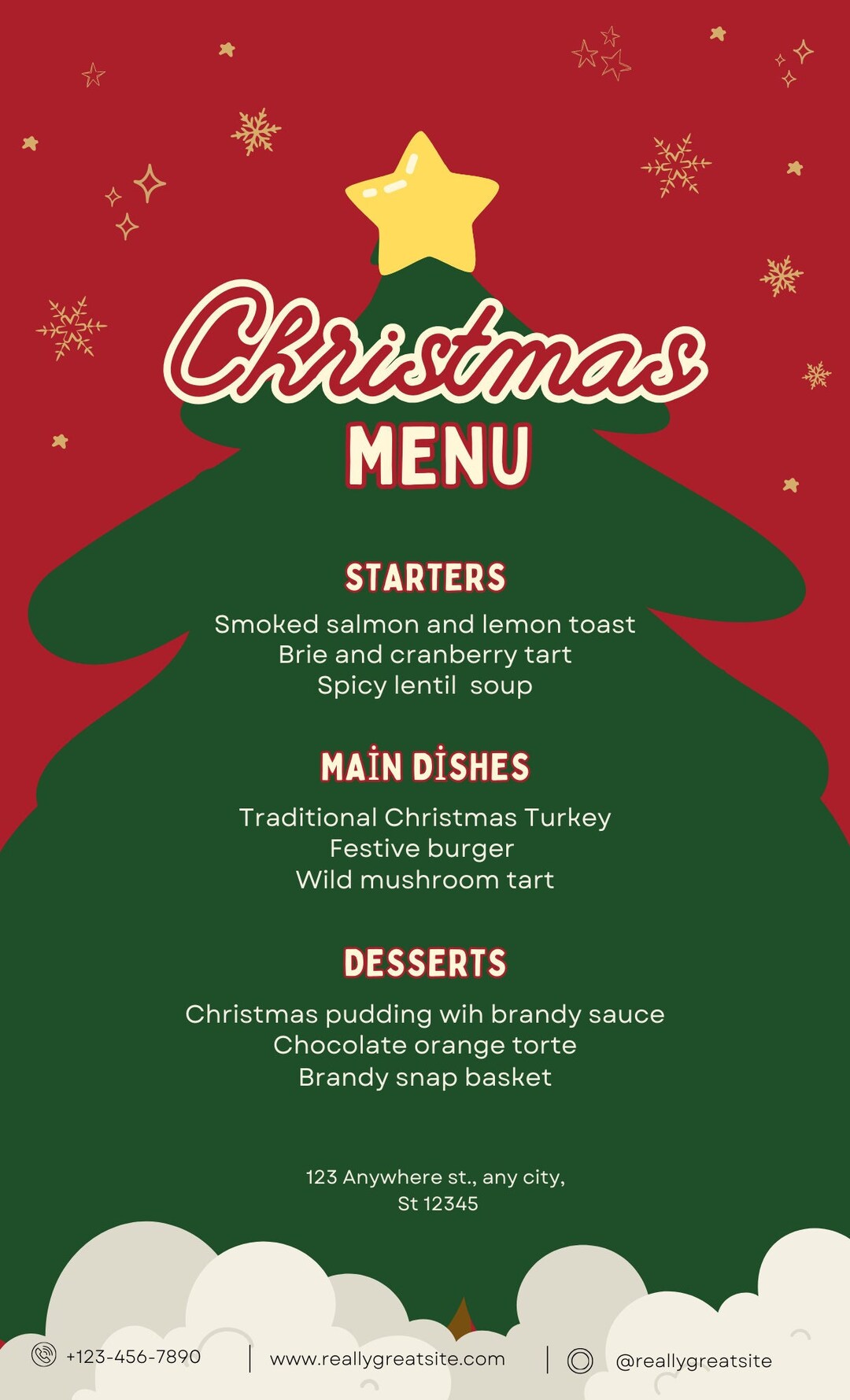 Christmas Menu, Christmas Poinsetta Menu, Printable Christmas Menu ...