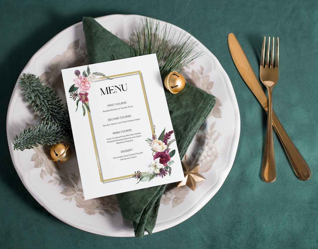 Wedding Menu Template, Printable Menu Card, 5x7 & 8x10 Wedding Menu ...