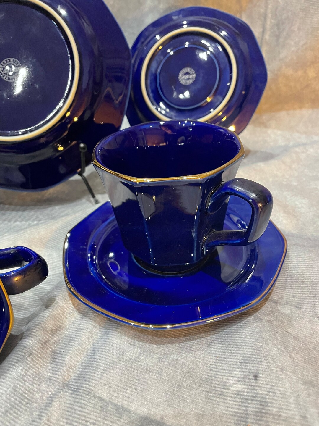 Vintage Classic Rayware Rare British Tea Set Saucers Cups Desert Plate ...