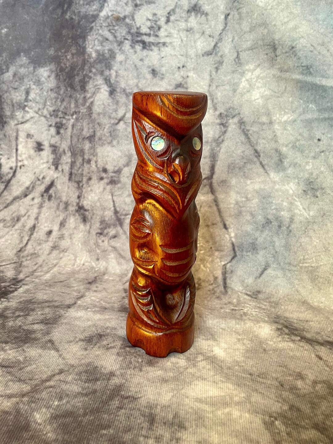 Vintage Maori Kauri Wood Hand Carved Totem Pole by Terewa Kerekere ...
