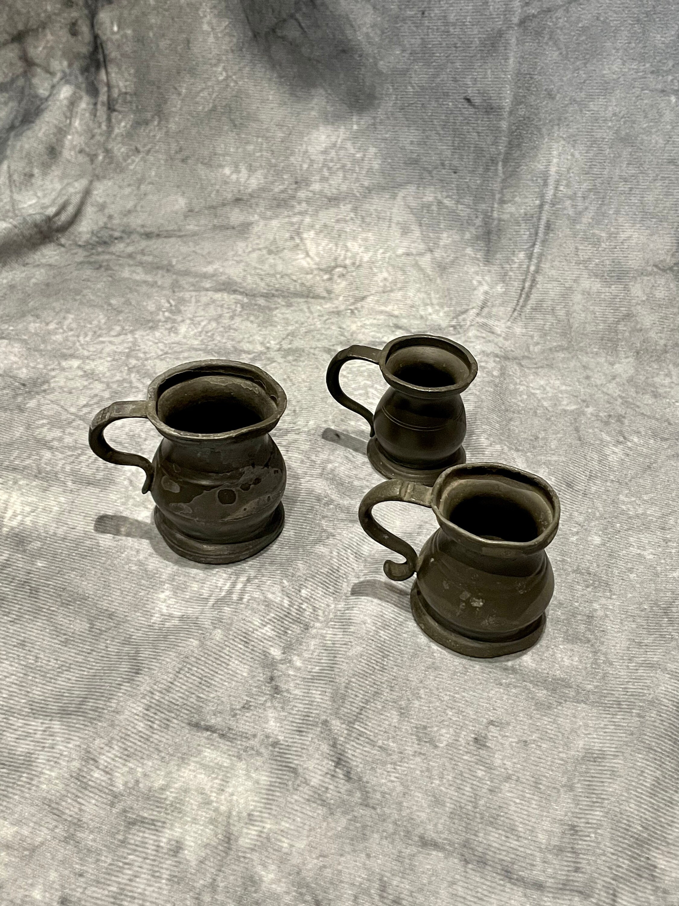 Early 17th Century British Medieval Mini Pewter Mugs X3 Great Design ...