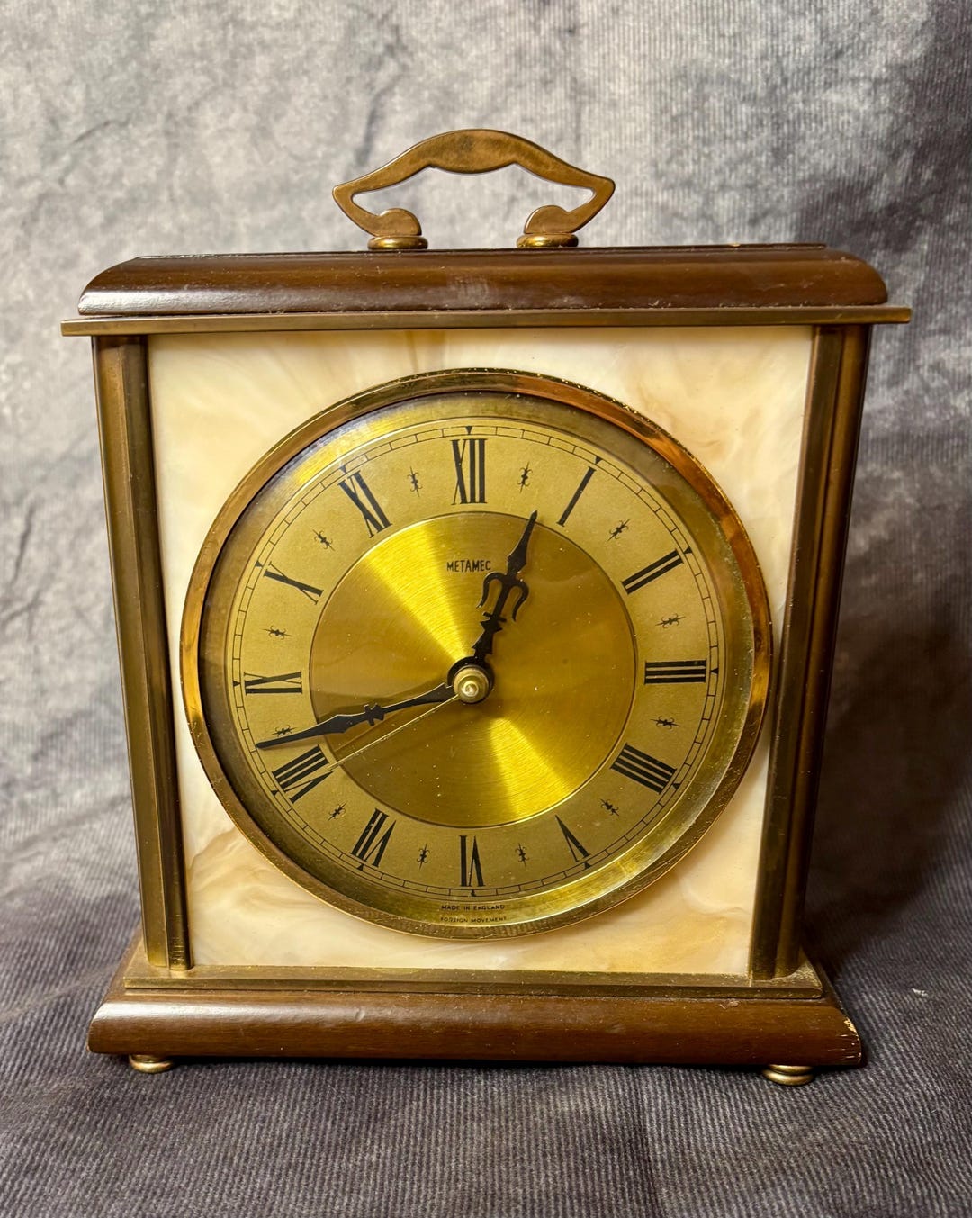 Vintage Metamec Mantel Clock: Brass & Faux Onyx, Made in England - Etsy