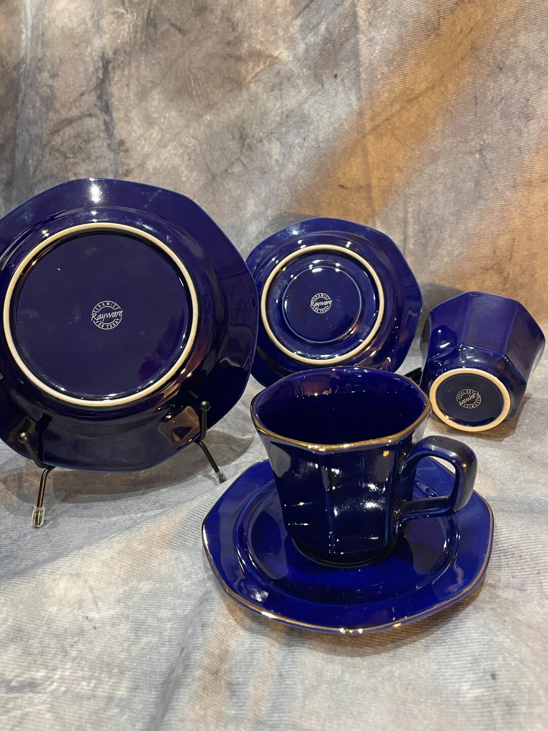 Vintage Classic Rayware Rare British Tea Set Saucers Cups Desert Plate ...