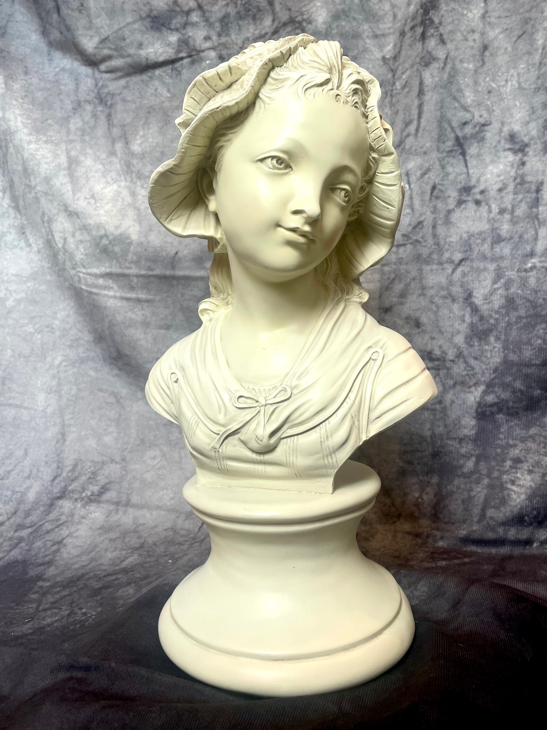 Vintage Resin Bust of French Girl in Bonet Sculpture 20th Century Heavy ...