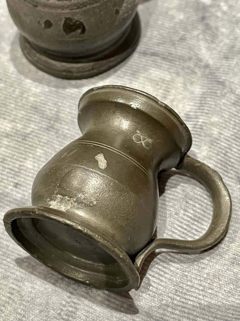 Early 17th Century British Medieval Mini Pewter Mugs X3 Great Design ...