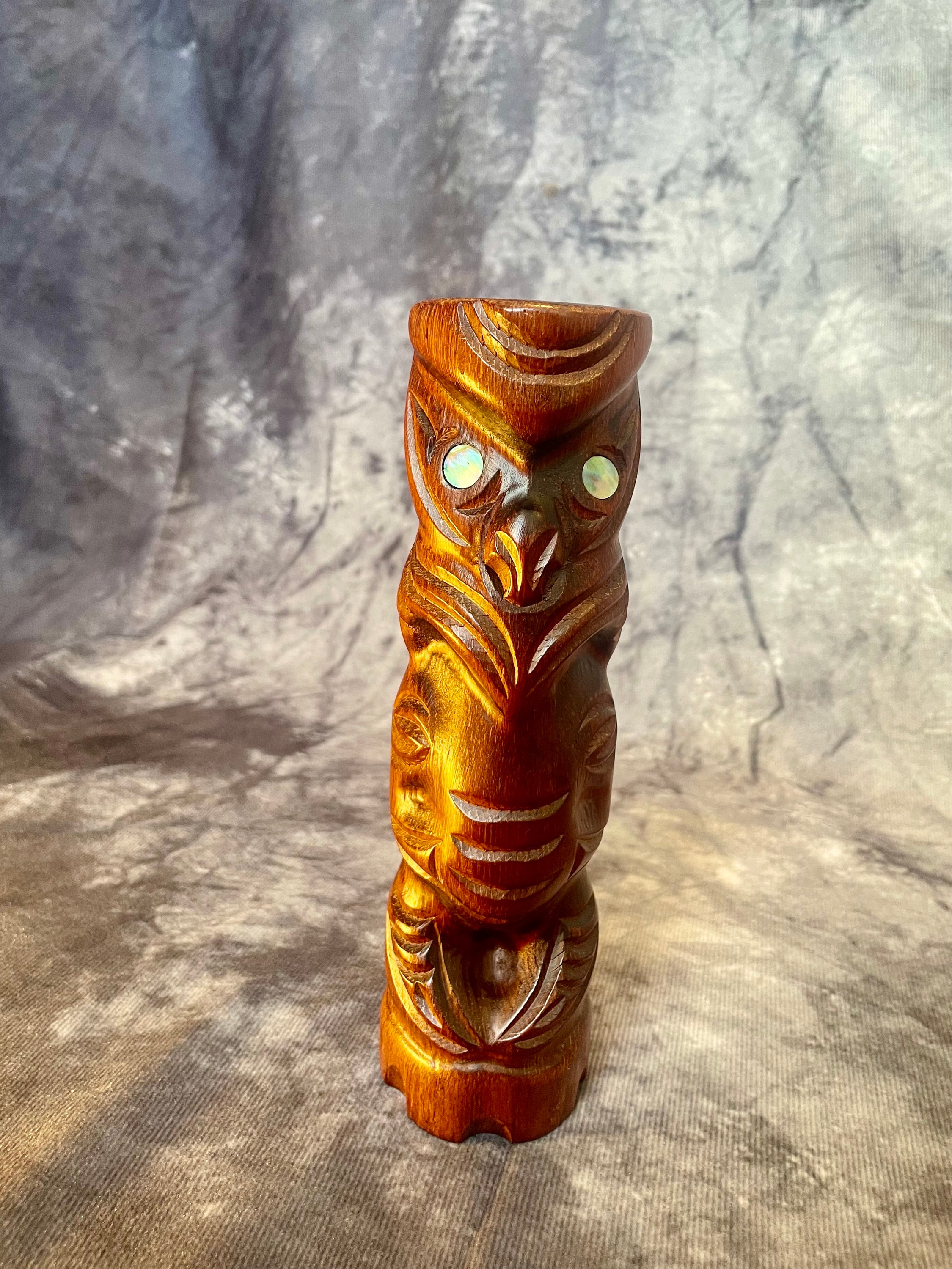 Vintage Maori Kauri Wood Hand Carved Totem Pole by Terewa Kerekere ...
