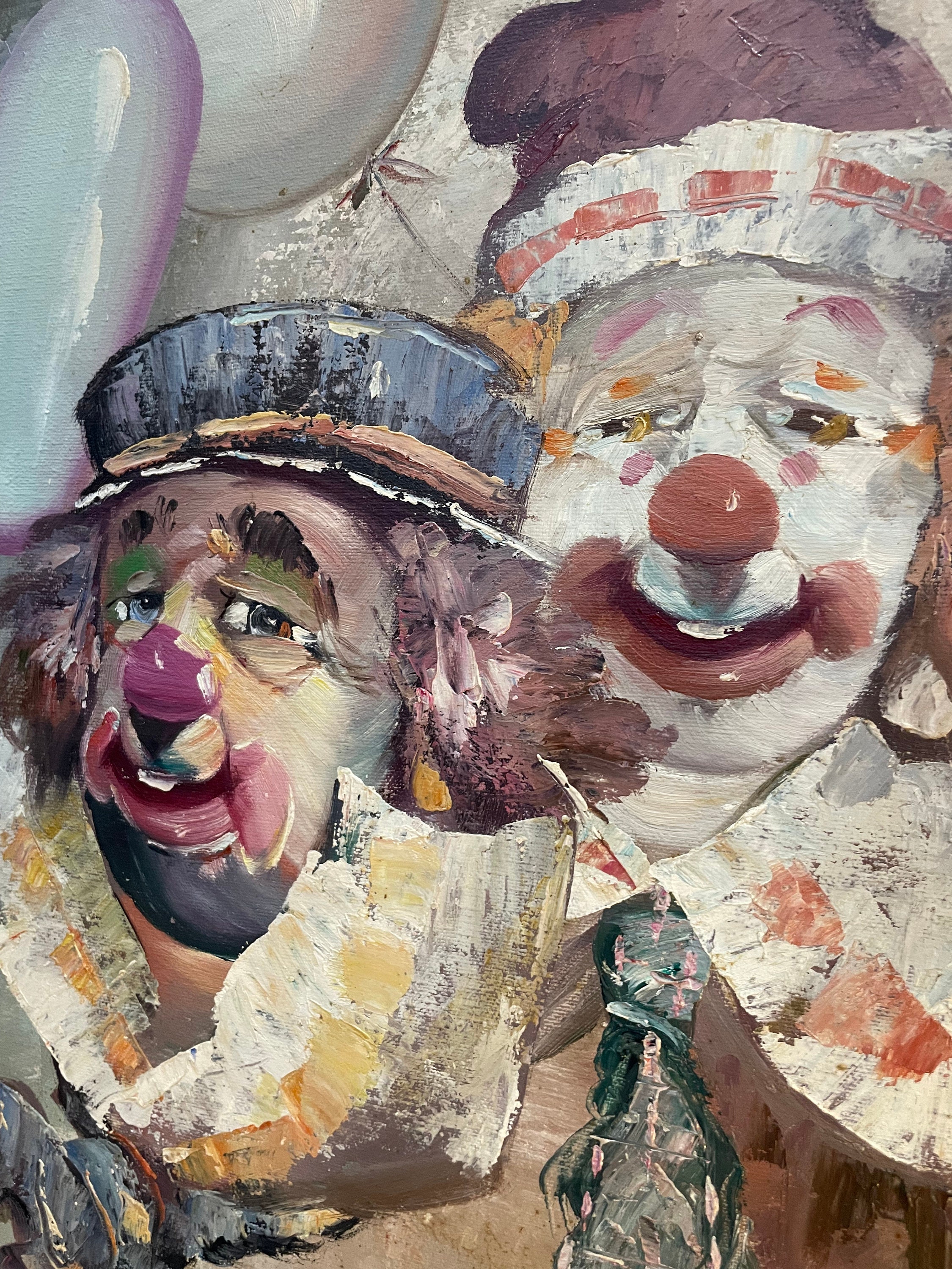 William Moninet Clowns Oil Painting: Signed, Golden Antique Frame - Etsy