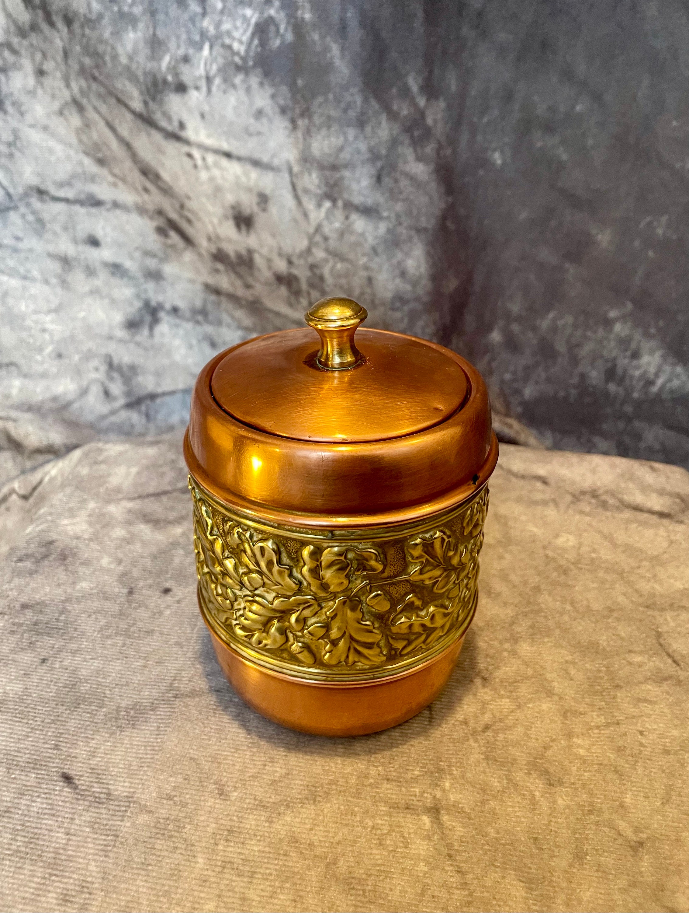 1920’s Brass & Copper Linton Tea Caddy Exeptional British Antique Oak ...