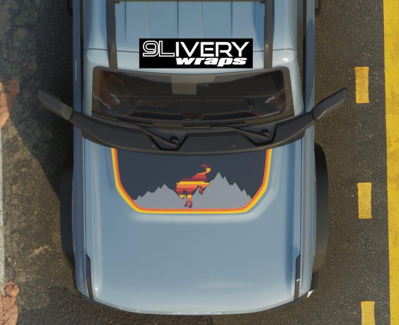 Retro Tree Mountain Decals: Hood Cowl and Rocker Stripes Fits Bronco ...