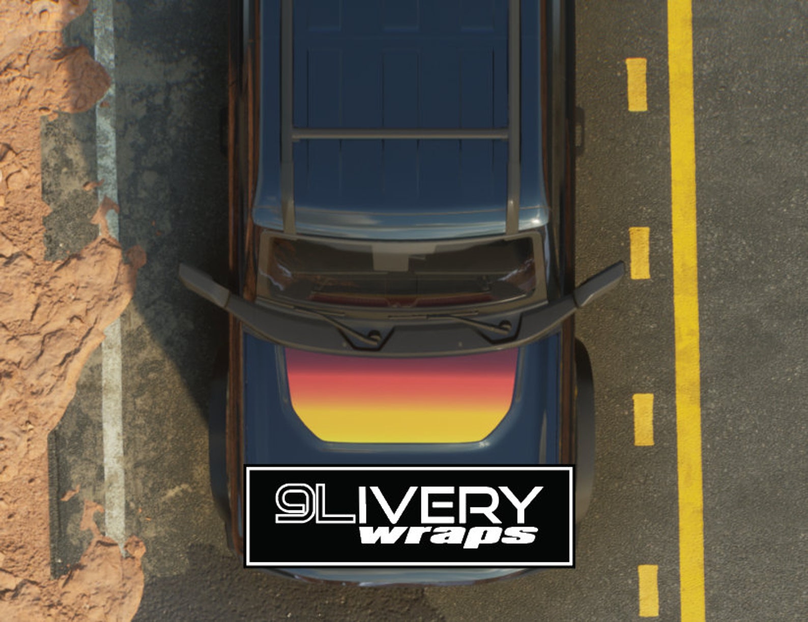 Retro Sunset Vaporwave Side Stripe + Hood Cowl - Made to Fit Bronco 2 ...