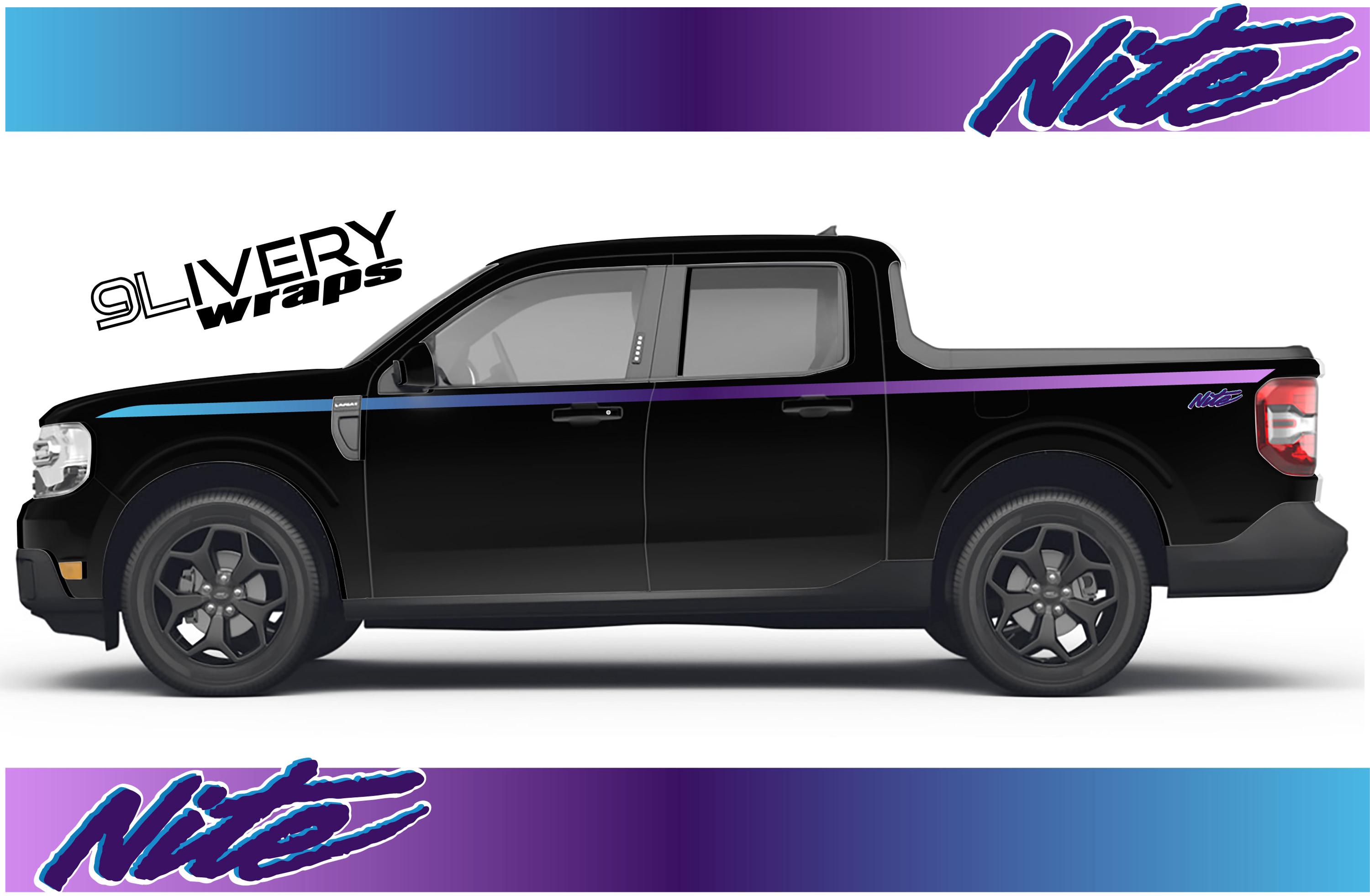 Retro Nite Truck Side Stripe Decal Kit - 90's Style Graphics Fits ...