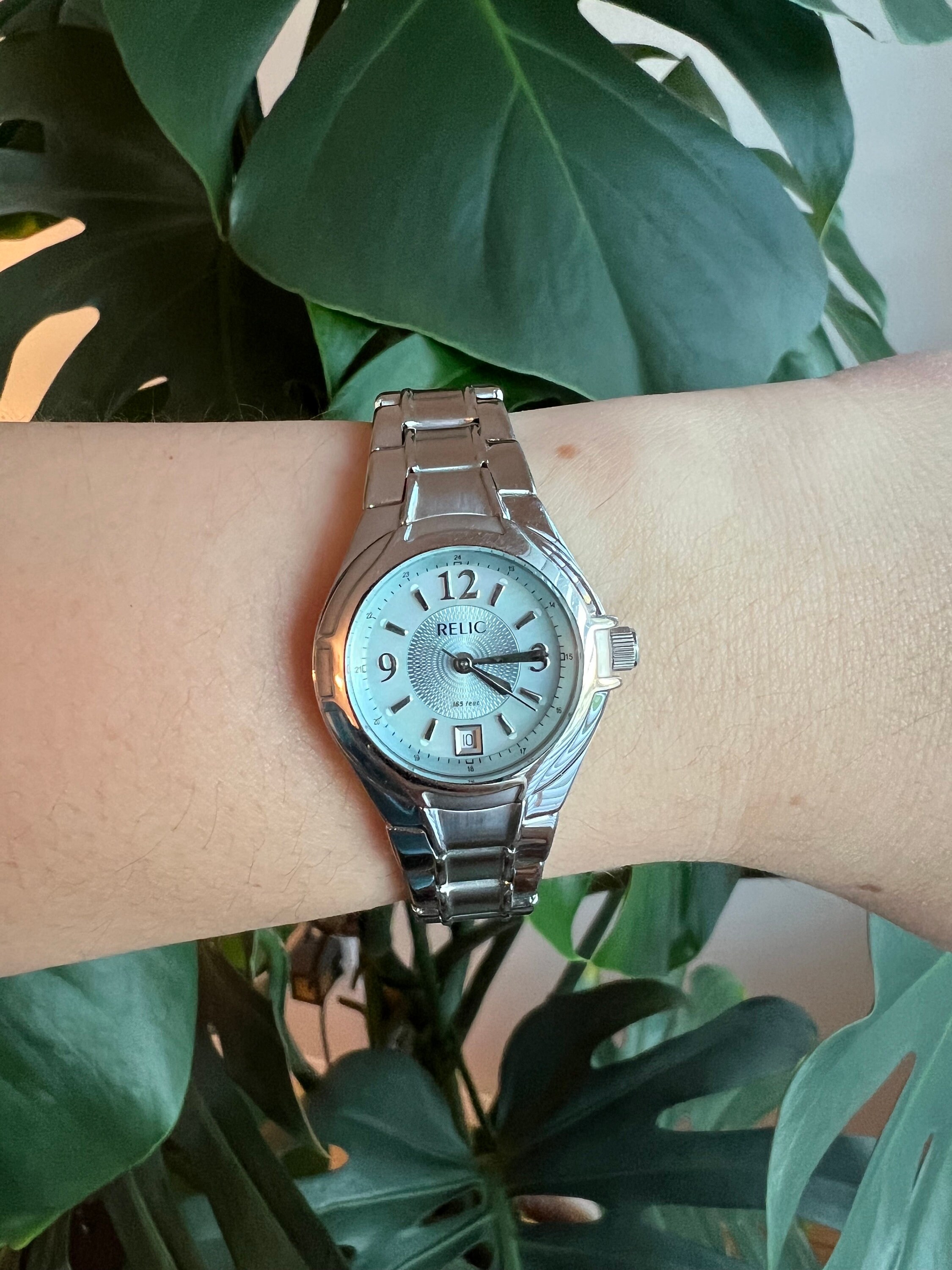 Vintage Relic Watch Light Blue Dial Day Date Silver Tone - Etsy
