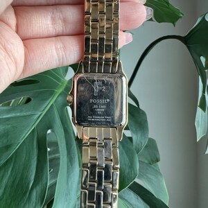 Vintage Fossil Tank Watch Boxy White Dial Gold/silver Tone NON-WORKING ...