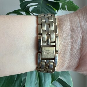 Vintage Fossil Tank Watch Boxy White Dial Gold/silver Tone NON-WORKING ...