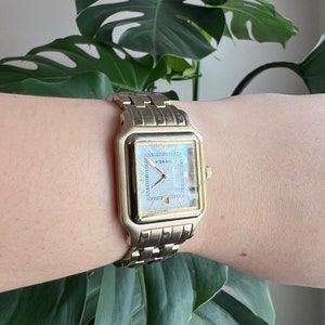Vintage Fossil Tank Watch Boxy White Dial Gold/silver Tone NON-WORKING ...