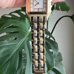 Vintage Fossil Tank Watch Boxy White Dial Gold/silver Tone NON-WORKING ...