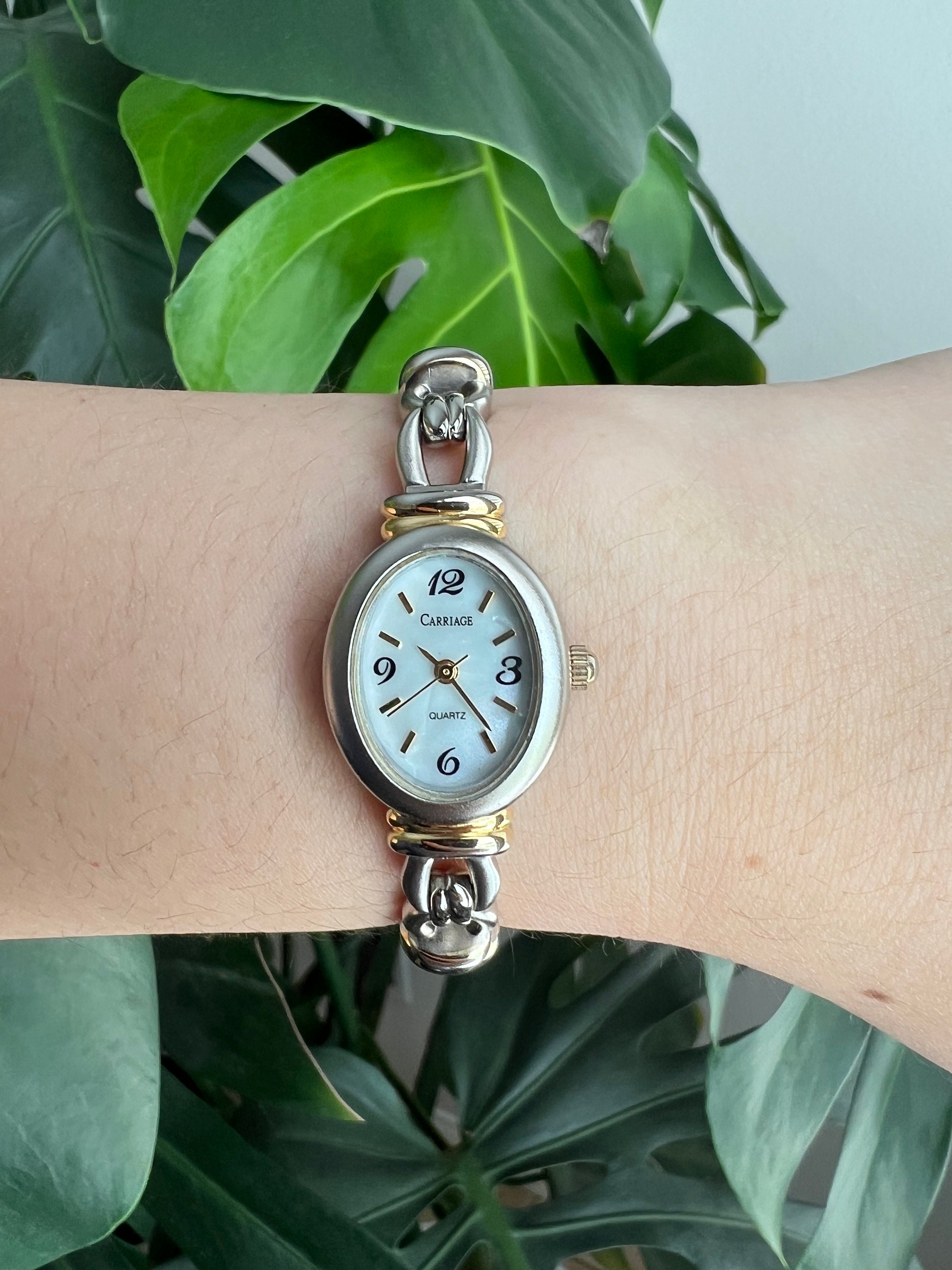 Vintage Carriage Quartz Dainty Watch White Oval Dial - Etsy