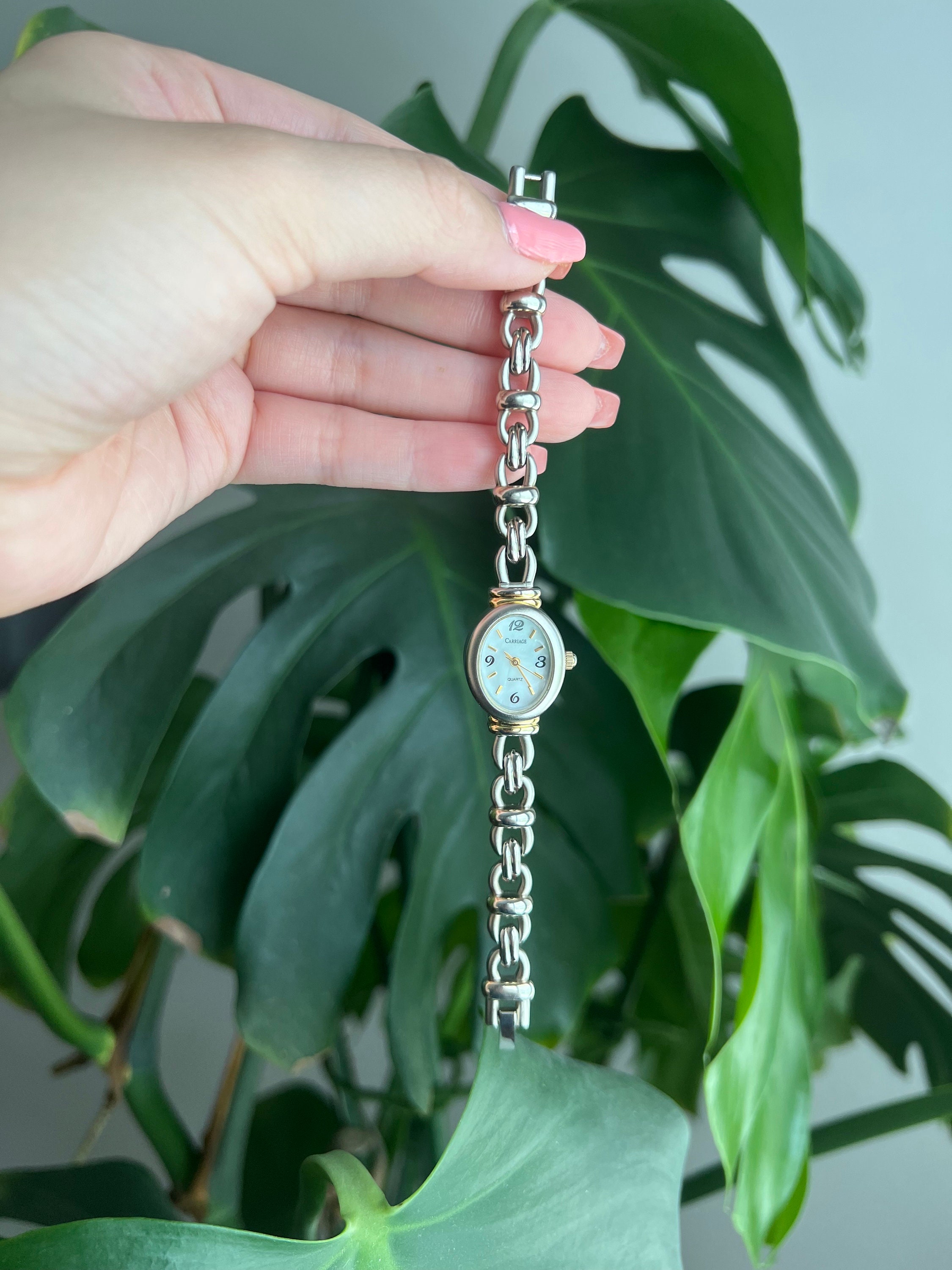 Vintage Carriage Quartz Dainty Watch White Oval Dial - Etsy