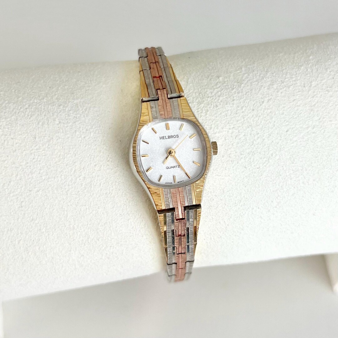 Vintage Helbros Dainty Women’s Watch, Gold/rose Gold/silver Tone ...