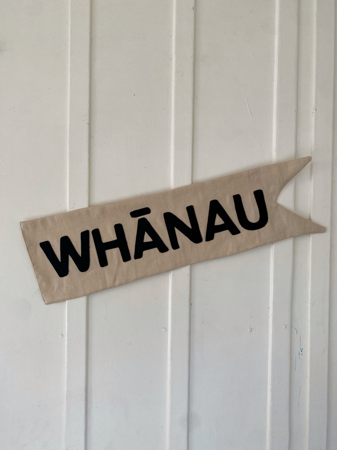 Whanau Banner. Beige Linen Blend With Black Felt. - Etsy